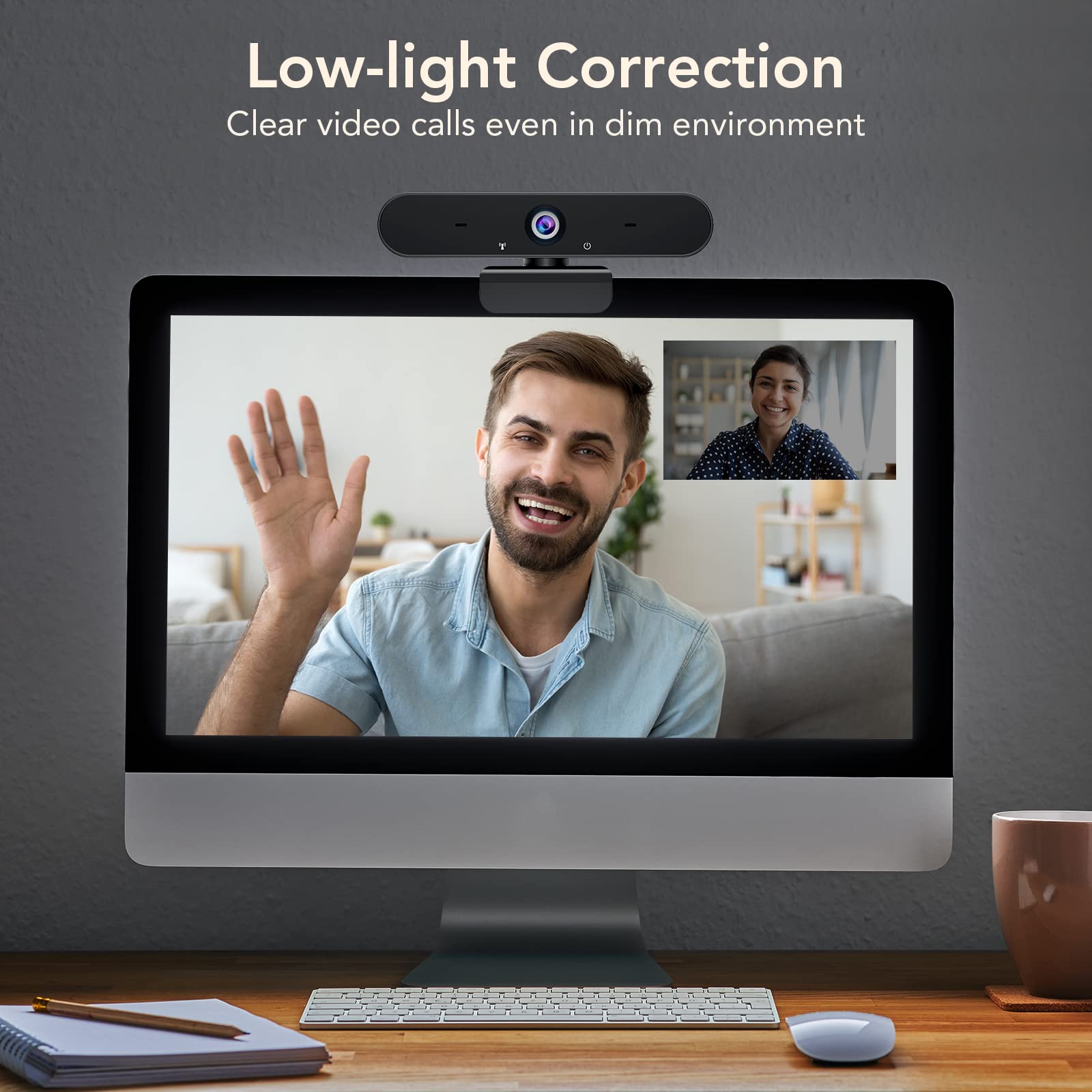 1080P Webcam with Microphone, Autofocus Noise-canceling HD Light Collection Web Cam for Computer Laptop, 110° Wide Angle USB Web Camera, Video Camera Work with Zoom, Skype, Facetime, Streaming, Gaming