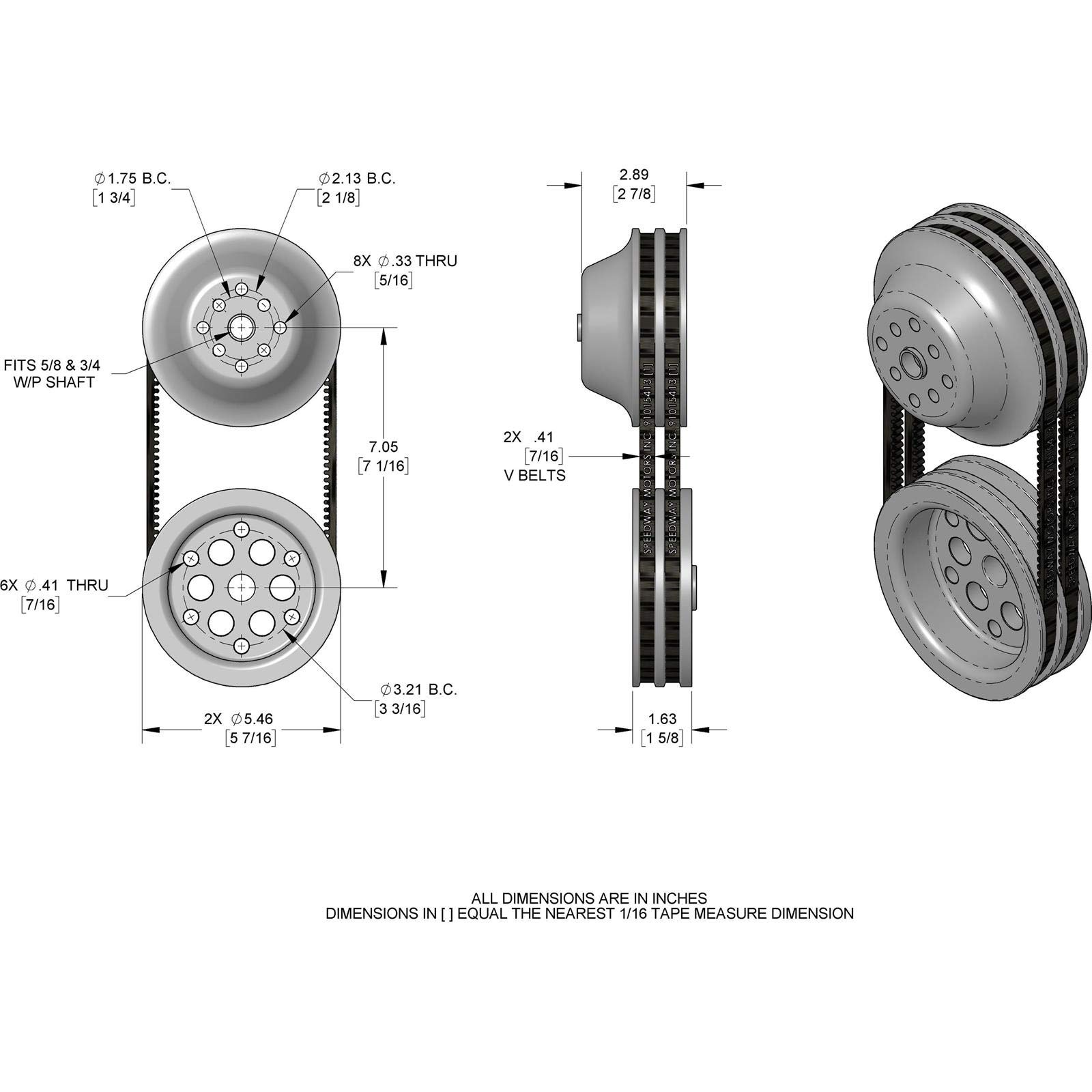 AFCO Small Block Compatible with Chevy Short Race Water Pump & Pulley Combo