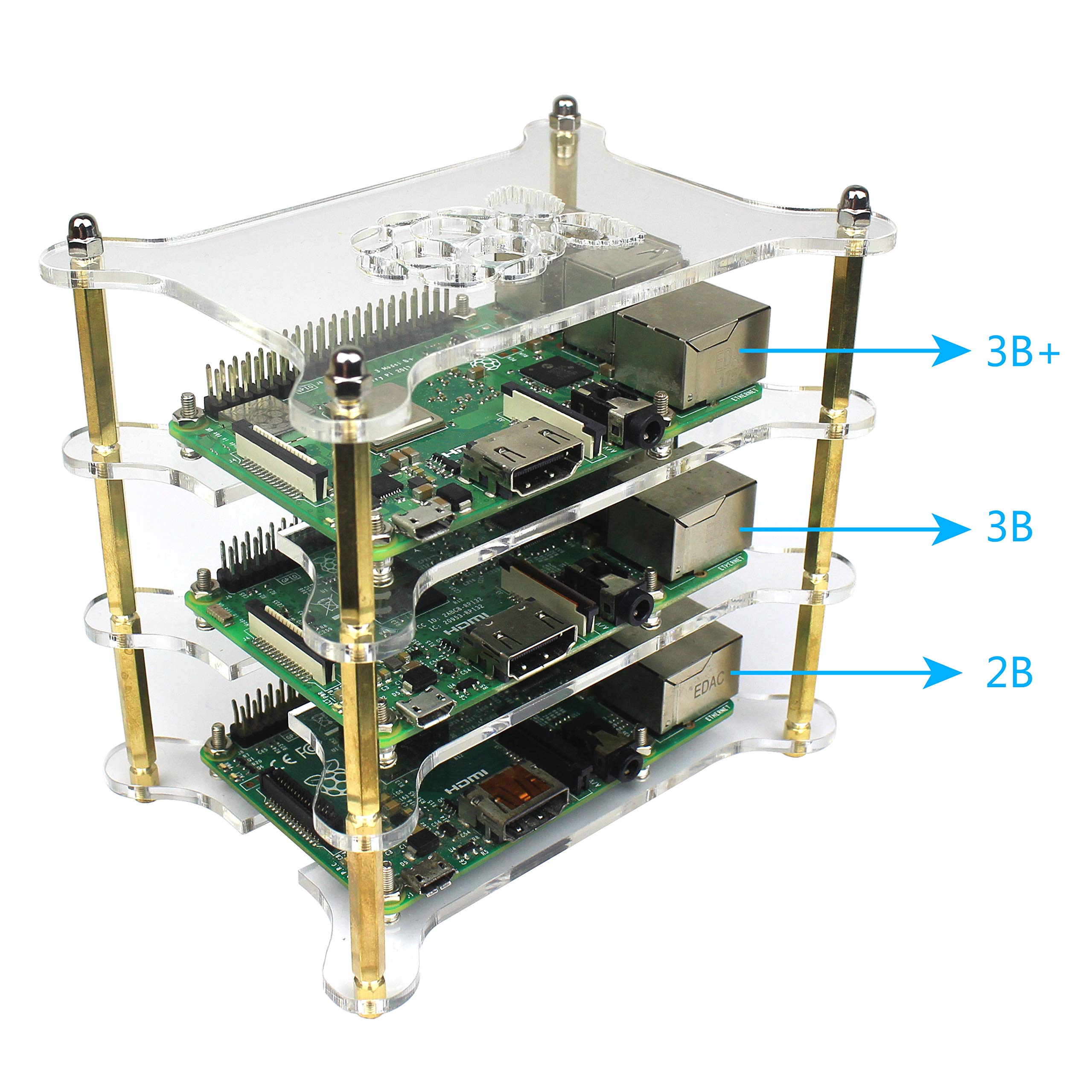 4 Layers Clear Stackable Case for Raspberry Pi 4 Model B, Pi 3 B+ , Pi 3b Case with Heatsink