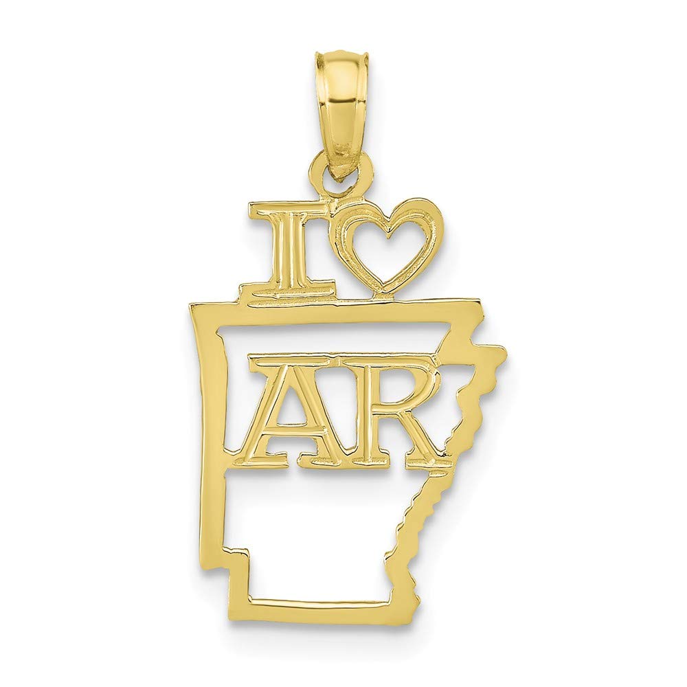 10k Yellow Gold Solid Arkansas State Souvenir Pendant Charm
