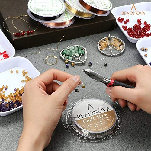 BEADNOVA Craft Wire Jewelry Beading Wire Tarnish Resistant Copper Wire for Jewelry Making with Cutting Pliers (5pcs, 26 Gauge)