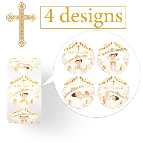 500Pcs Mi Bautizo Decor-Mi Bautizo Stickers Roll Thank You Label Stickers for Boy God Bless,Baptism Party Decoration Christening Supplies Gift Bags Box Envelope Seal Sticker