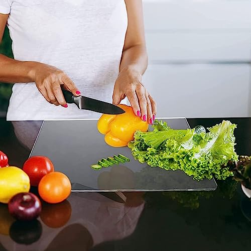 Acrylic Cutting Boards for Kitchen Counter, Clear Cutting Board for Countertop, Acrylic Cutting Board with Counter Lip, Anti-Slip Kitchen Clear Cutting Board for Countertop Protector(18x14 in)