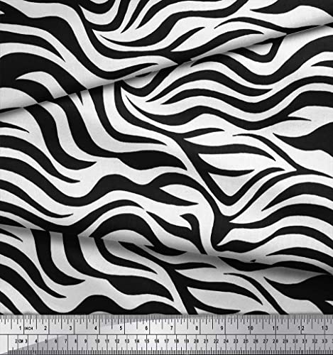Soimoi Black Cotton Canvas Fabric Wild Animal Skin Printed Craft Fabric by The Yard 44 Inch Wide
