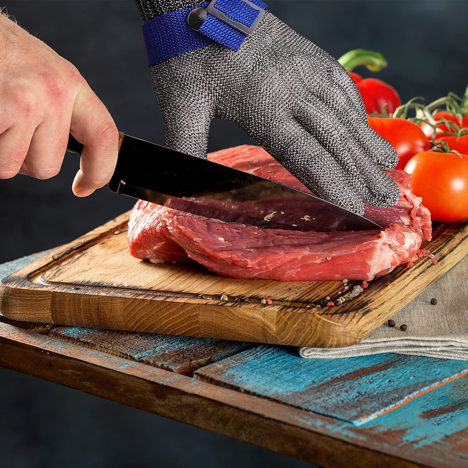 Herda Level 9 Cut Proof Gloves Chainmail Gloves Kitchen Gloves for Fish Meat Cutting Wood Carving Whittling Oyster Shucking Safety Butcher Work (XL)