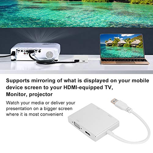 Cuifati 4 in 1 USB 3.0 Hub, FullHD 1080P USB 3.0 Adapter Hub,4 in 1 USB3.0 Adapter to VGA DVI HDMI LAN RJ45,Ultra Slim Portable USB Splitter Notebook PC, Laptop, USB Flash Drives