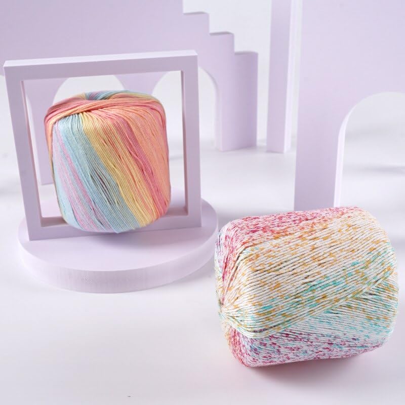 50g/Ball Colorful Lace 100% Cotton Yarn Segmental Dyeing Gradient Yarn DIY Hand Knitting Crochet Garment Doll Lace Yarn (Color : 1PC 756)