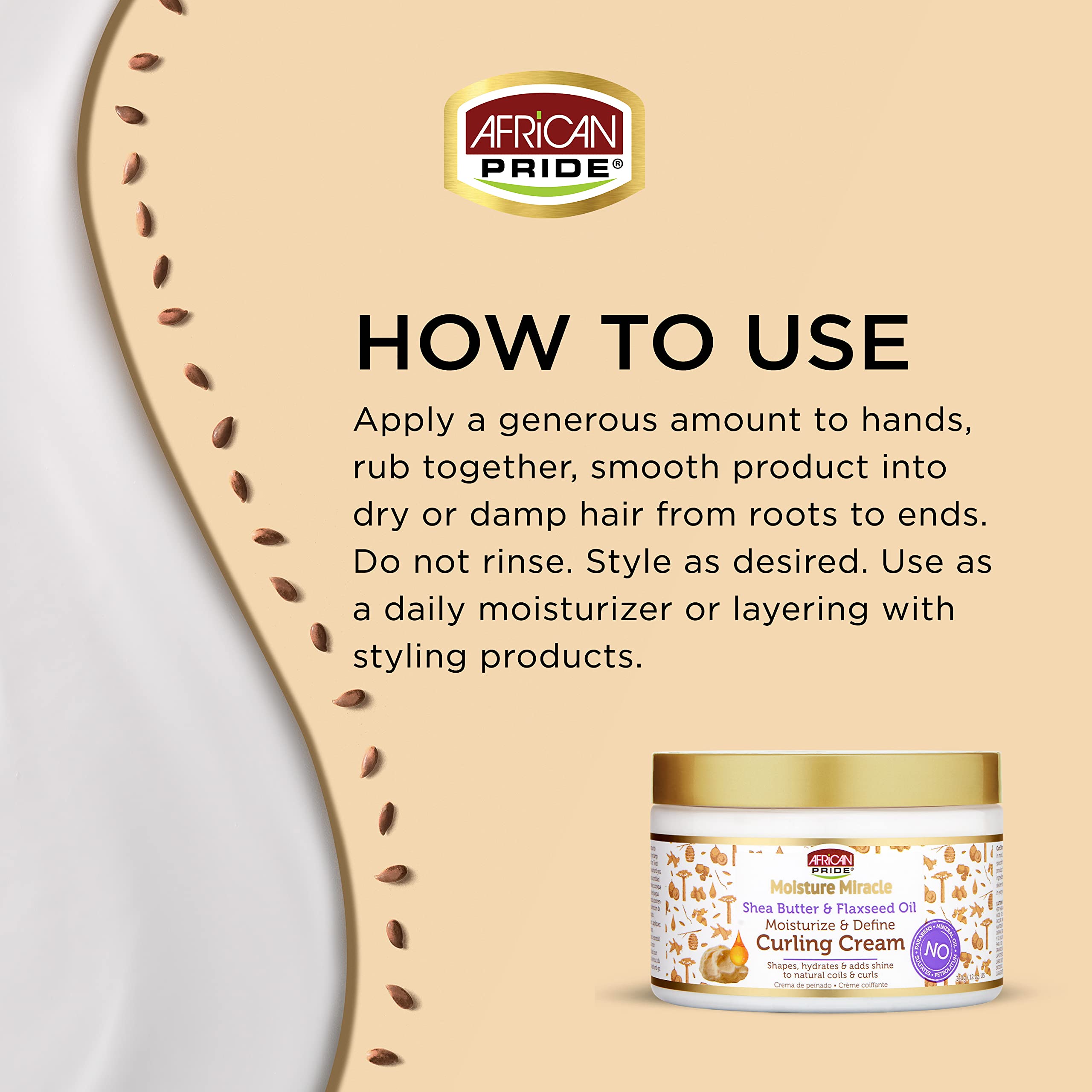 African Pride Moisture Miracle Curl Cream, Hydrate & Strengthen 12oz (Pack of 3)