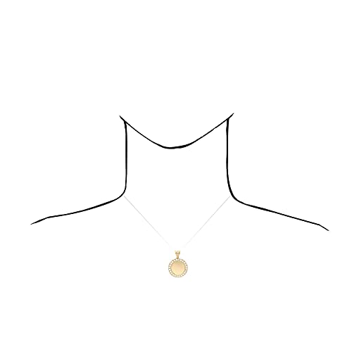 14K Yellow Gold Simulated Diamond Picture Memory Frame Medallion Pendant 24-50mm, 27mm