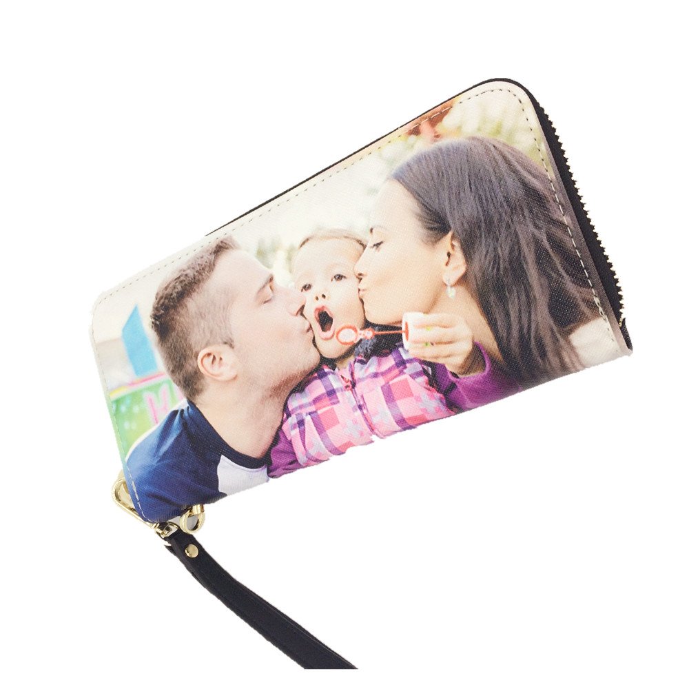 a266XDKSJK Women Leather Wallet Custom Photos Wallets Personality Clutch Bag Card Case Cash Holder Wallets Print Any Photo(Black Double Side)