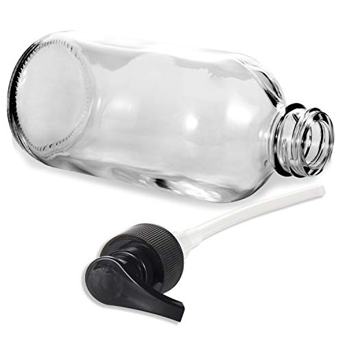 8oz 8 Pack Glass Pump Bottles, RUCKAE Clear Pump Bottle for Soap Dispenser, Empty Pump Bottle for Shampoo, Body Wash, Hand Soap, Lotion and More