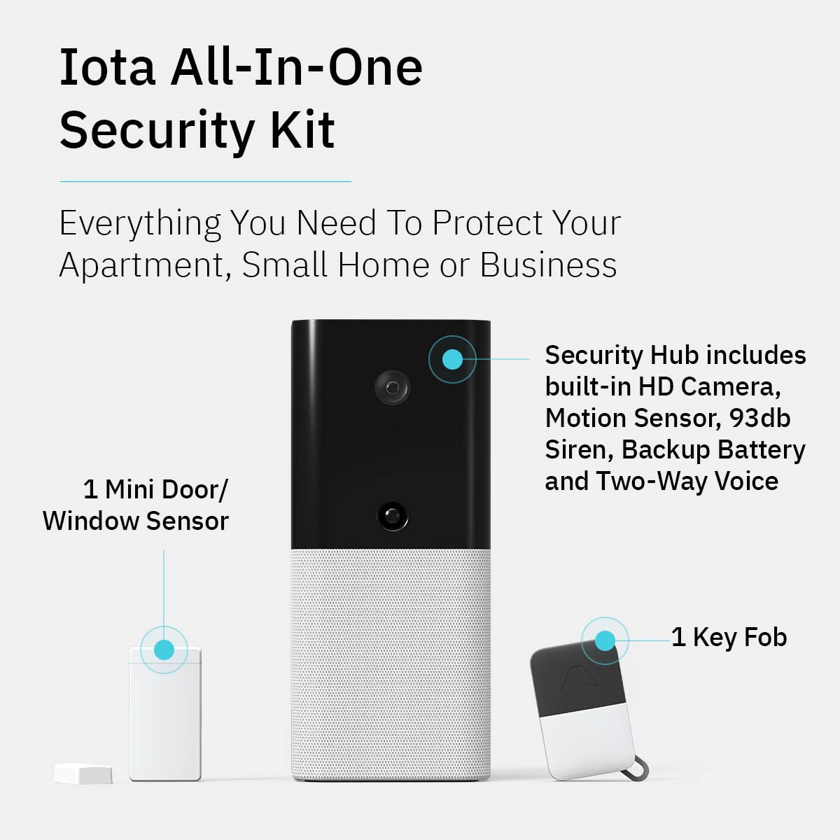 Abode Iota All-in-One Security Kit with Integrated Camera, Alarm, Key Fob, Motion & Door/Window Sensors - DIY Installation - Optional Professional Monitoring - Works with HomeKit, Alexa & Google Home