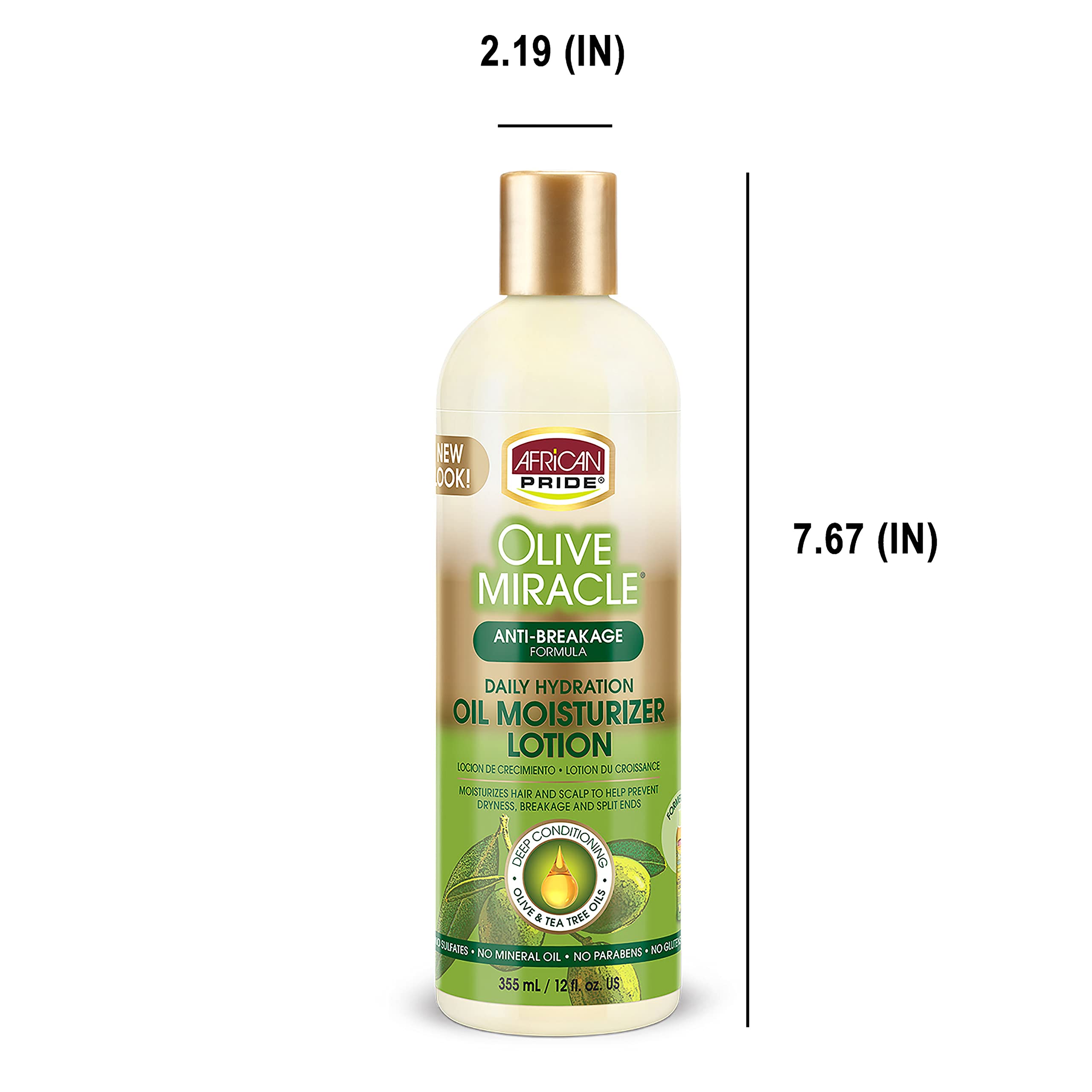 African Pride Olive Miracle Hair Moisturizing Lotion (3 Pack) enriched with olive and tea tree oil to prevent damage and seal in moisture,12oz