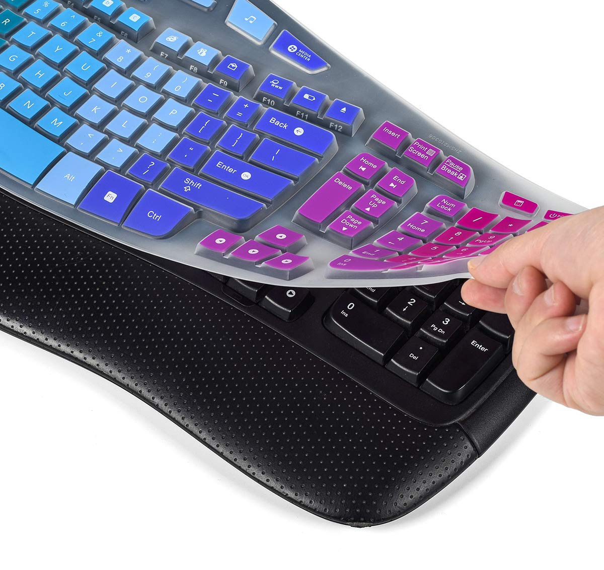 Colorful Keyboard Cover Compatible with Logitech K350 MK550 MK570 Wireless Wave Keyboard, Logitech K350 MK550 MK570 Full Keyboard Protector Skin -Rainbow