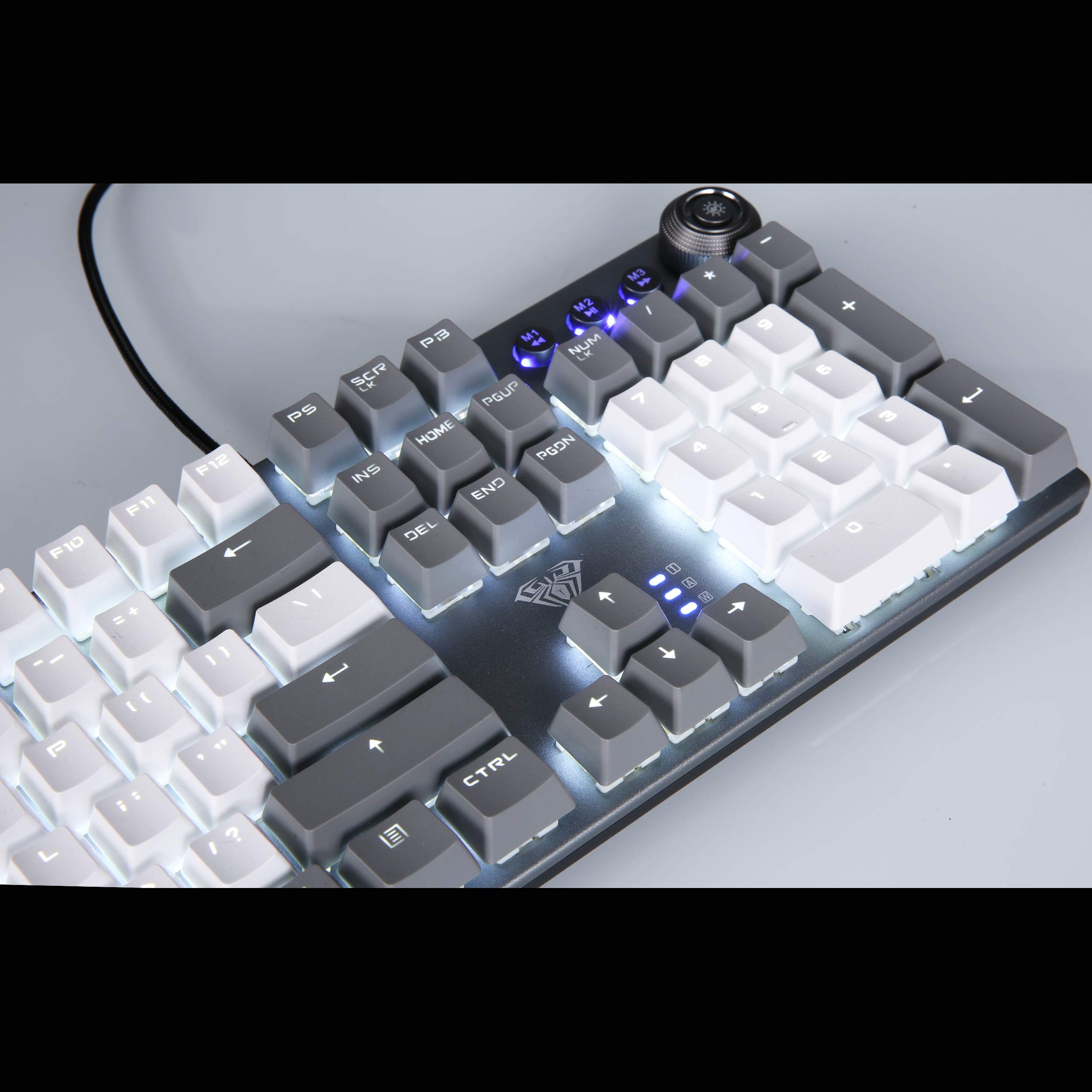 CCTECH Chichen Mechanical Gaming Keyboard,USB Wired,Magnetic Wrist Rest,Pure White Backlight Classic Keycaps,for Gaming,Office and Home,Dedicated Media Keys. (Black)