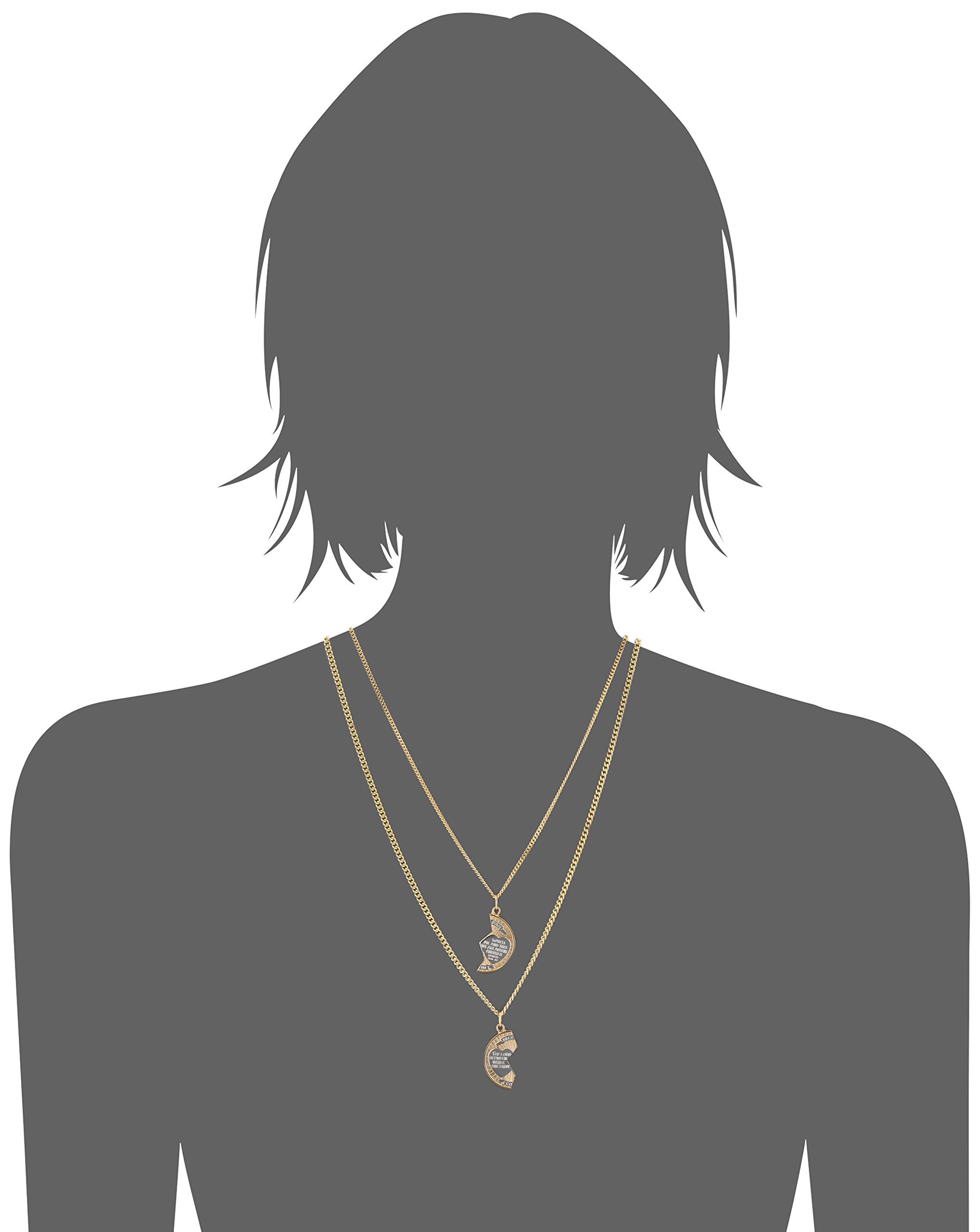 14k Gold-Filled Two-Tone Round Mizpah Pendant Necklace with Stainless Steel Chains, 20" and 24"