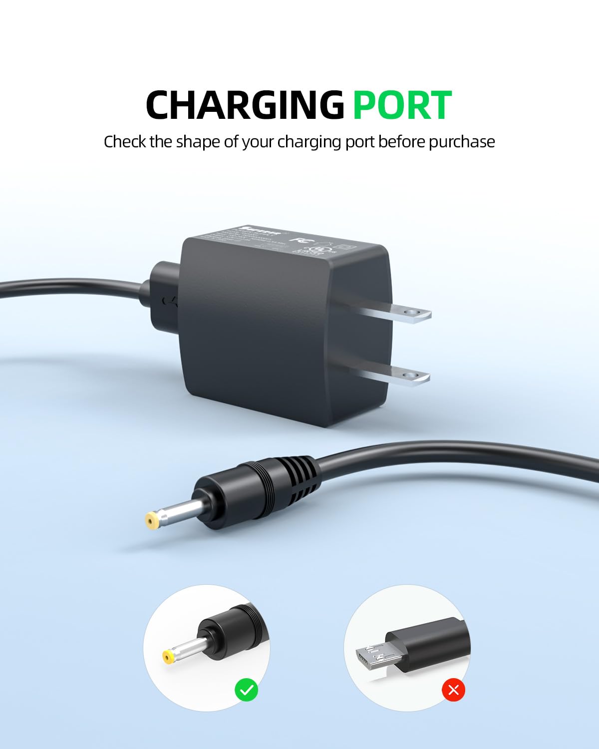 AC Charger Fit for RCA 10 Viking Pro RCT6303W87DK RCT6303W87 10.1 inch, Nextbook Premium 7 7HD 7SE 8 8HD 8SE 9 Next9P 7 Resistive Tablet with 5Ft Cable Power Adapter Supply Cord