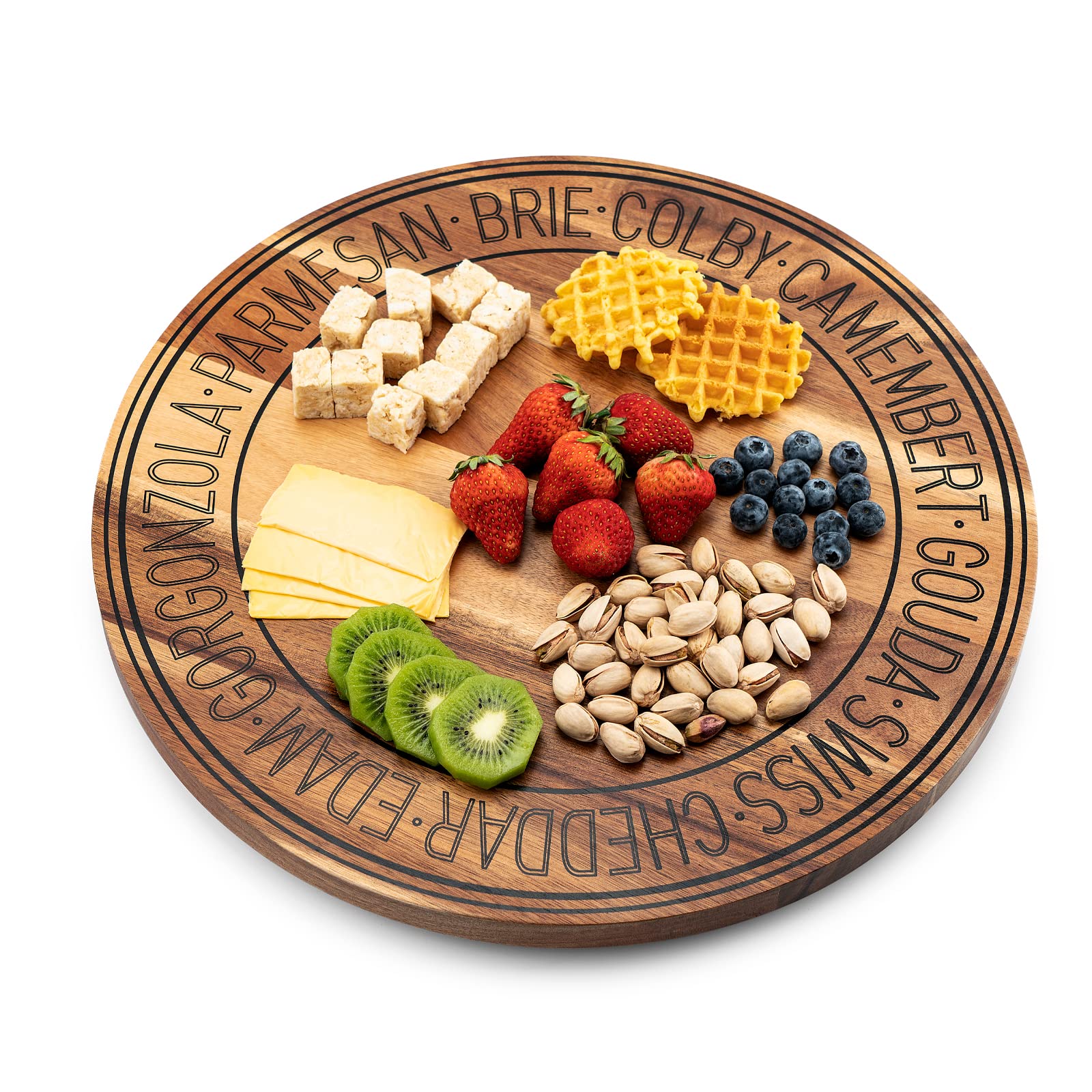 15" Acacia Wood Lazy Susan Organizer for Table - Wooden Lazy Susan Organizer for Cabinet - Kitchen Turntable Storage Food Bins Container for Pantry, Countertop Spice Rack
