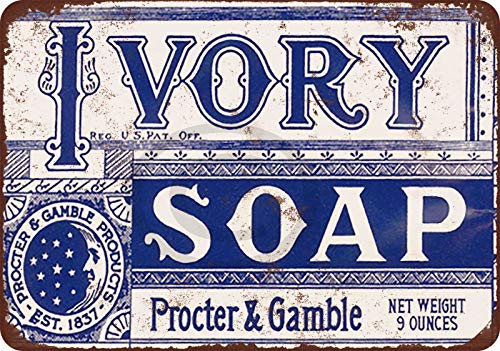 HomDeo Laundry Room Decor Art Metal Signs Vintage Retro 1921 Ivory Soap Bar Retro Style Tin Sign 8" w x 12" h