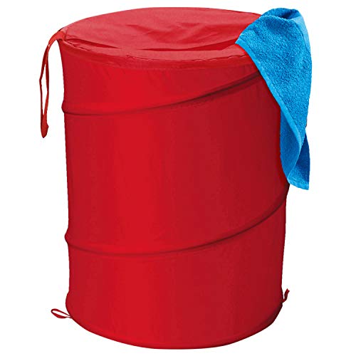 Art Moon Peppy Pop-up Foldable Laundry Hamper Polyester 57L D13.5 H20, Red