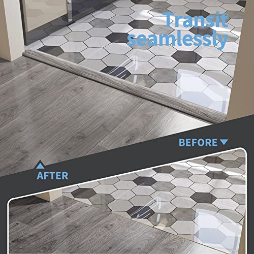 Art3d Self Adhesive Vinyl Floor Transition Strip, Laminate Floor Strip Floor Flat Divider Strip for Joining Floor Gaps,Carpet Threshold Transition,Floor Tiles(4 FT, 1.57in, Gray)
