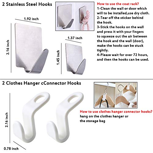 Home Closet Hanging Organizer Mesh Pockets Dual Sided Wall Shelf Wardrobe Storage Bags for Bra Underwear Socks Jewelry Gadget Included 2 Hooks 2 Clothes Hanger Connector Hooks (Beige, 30 Pocktes)
