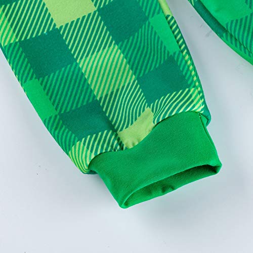 AGQT Toddler Baby Boy Girls St. Patrick's Day Outfit Set Green Shamrock 2pcs Romper Pant Set Two Elf Size 12-24 Months(80)