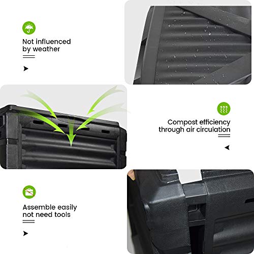 Garden Compost Bin from BPA Free Material, 80 Gallon(300 L), Easy Assembling, Large Capacity, Fast Creation of Fertile Soil