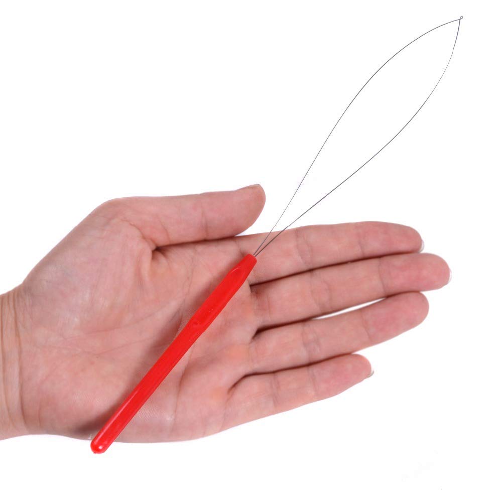 6 Pcs Plastic Hair Extension Loop Needle Threader Pulling Hook Tool Micro Nano Bead Device Tool for Hair Extensions and Feather Extensinos (Multicolored)