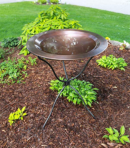 Achla Designs 24-in Round Classic Copper Birdbath Bowl, Brass