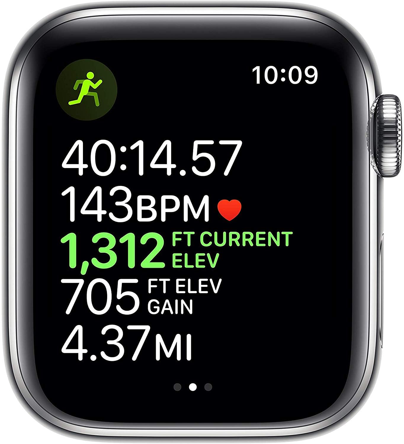 Apple Watch Series 5 (GPS + Cellular, 44MM) - Silver Stainless Steel Case with White Sport Band (Renewed)