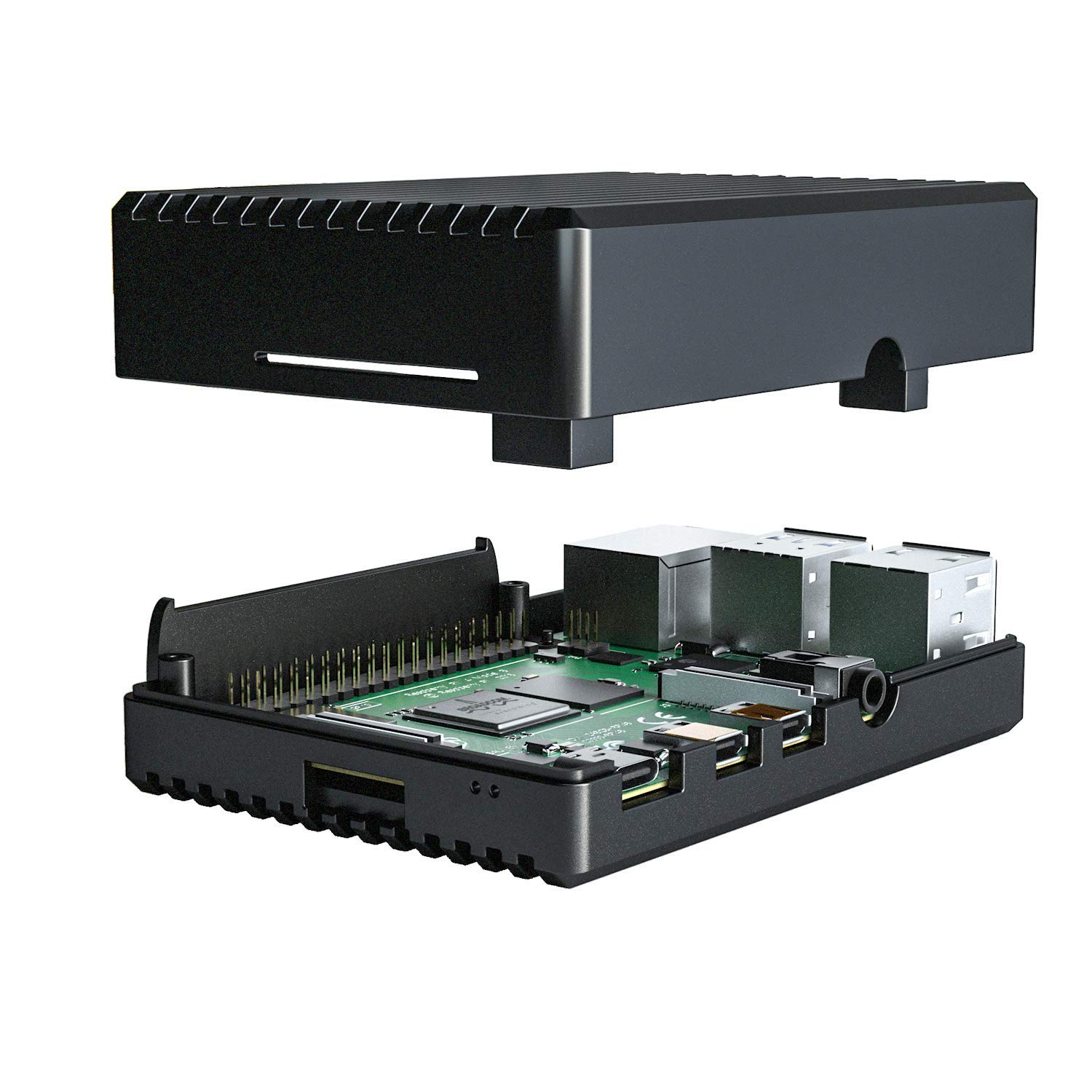 Carago Aluminum Metal Armor case for Raspberry Pi 4 Model B with Cooling Column Passive Cooling Case, Applies to Raspberry Pi 4B only (Black)