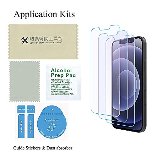 Focuses iPhone 12 Screen Protector, iPhone 12 Pro Screen Protector, Anti Blue Light Tempered Glass Film for Apple iPhone 12 Pro & iPhone 12,3-Pack