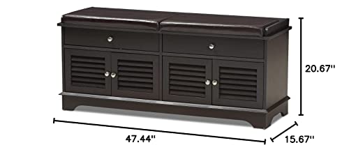 Baxton Studio Laertes Modern and Contemporary Dark Brown Wood 2-Drawer Shoe Storage Bench