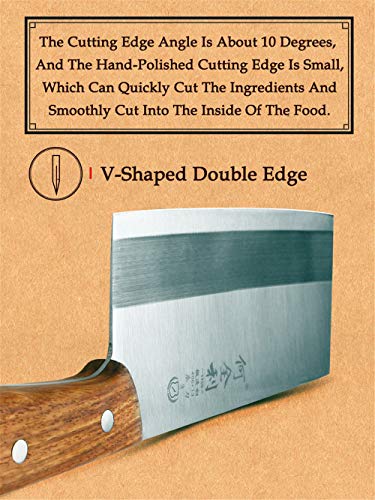 Cleaver Knife 7 Inch β Chinese Chef Knife with rosewood Handle, Vegetable Meat Cleaver Knife with case, Anti-rust Kitchen Knife for Cooking
