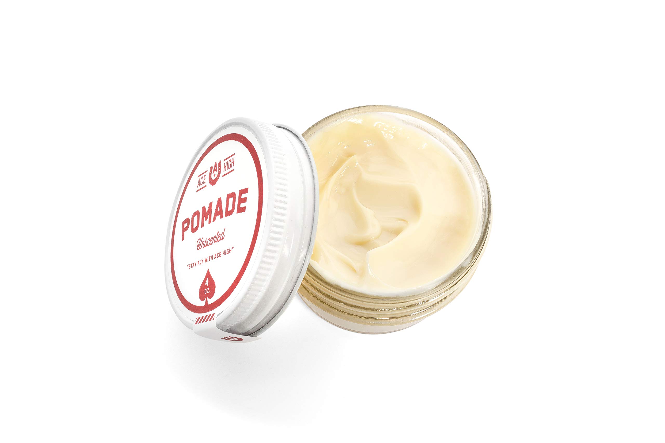 Ace High Unscented Pomade, Strong Hold, Natural Shine, Water Based, Hand Crafted, 4oz