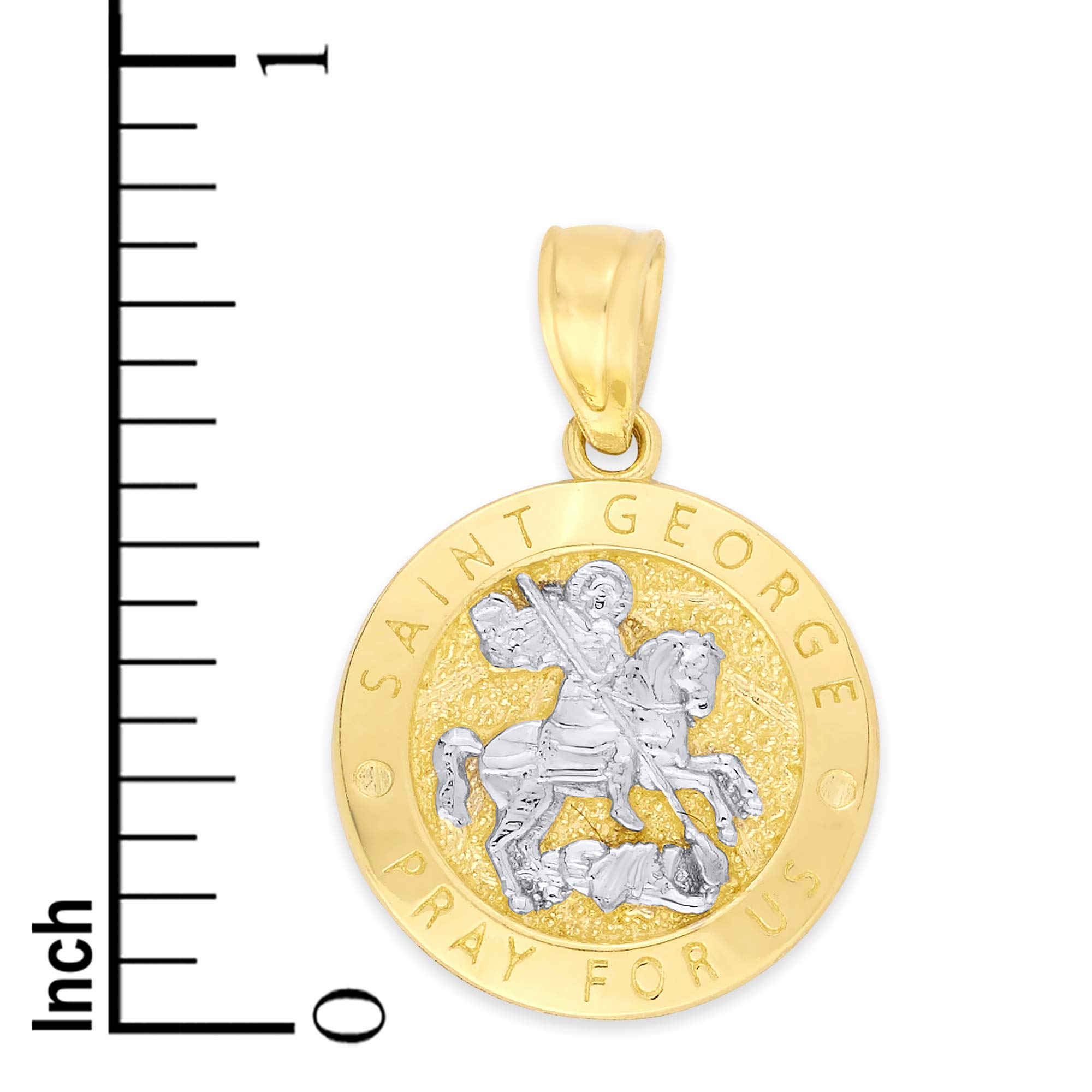 14k Real Solid Yellow Gold St. George Medal, Patron Saint of England and Georgia, Catholic Jewelry for Her