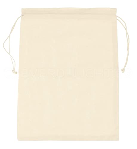 CleverDelights Cotton Bags - 12" x 16" - 10 Pack - Premium Muslin Drawstring Bag