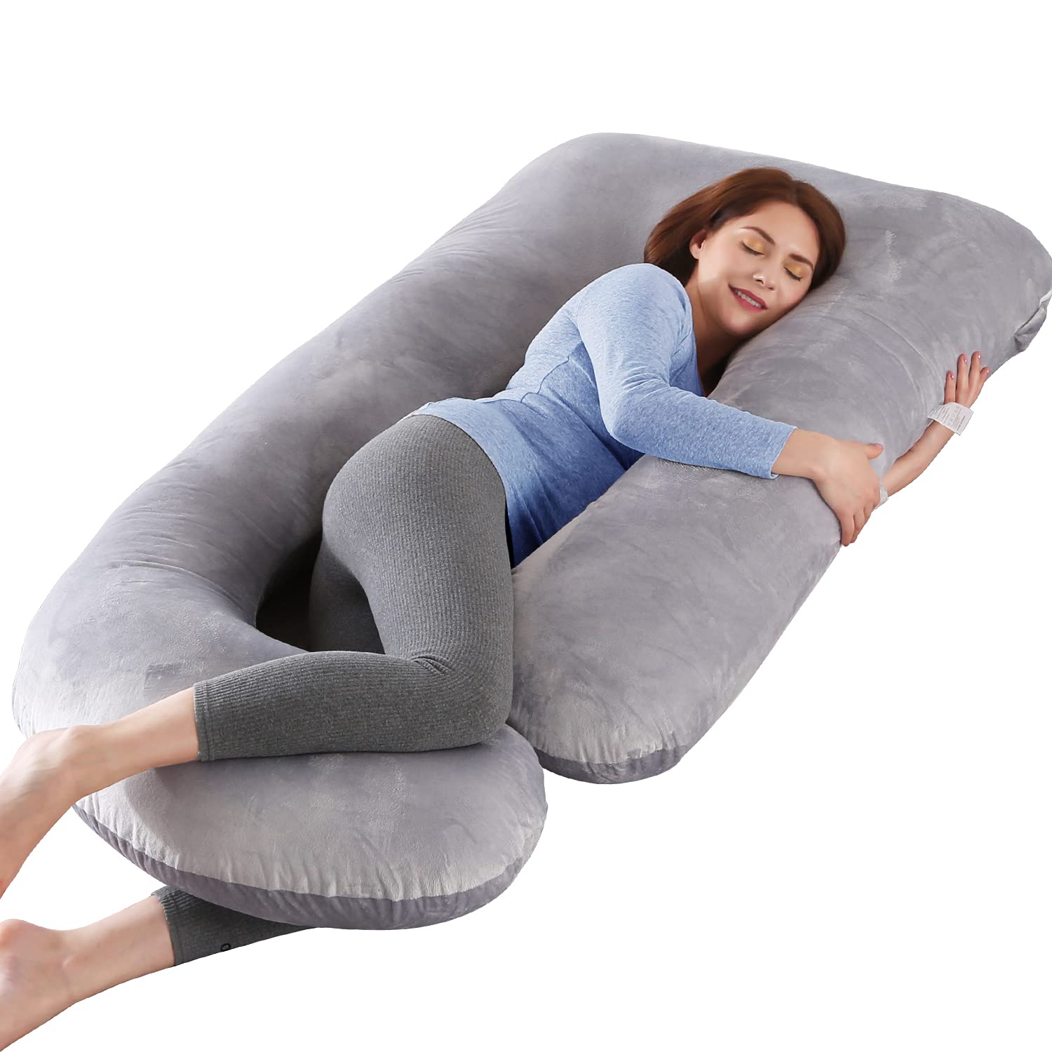 Aidiu u Shaped Pillows Pregnant Body Pillows for Sleeping, Pregnancy Pillows U Shape, Maternity Pillow, Full Body Maternity Pillow,57in, Support Back,Neck,Leg,Foot,Side Sleeper, Washable Cover, Grey