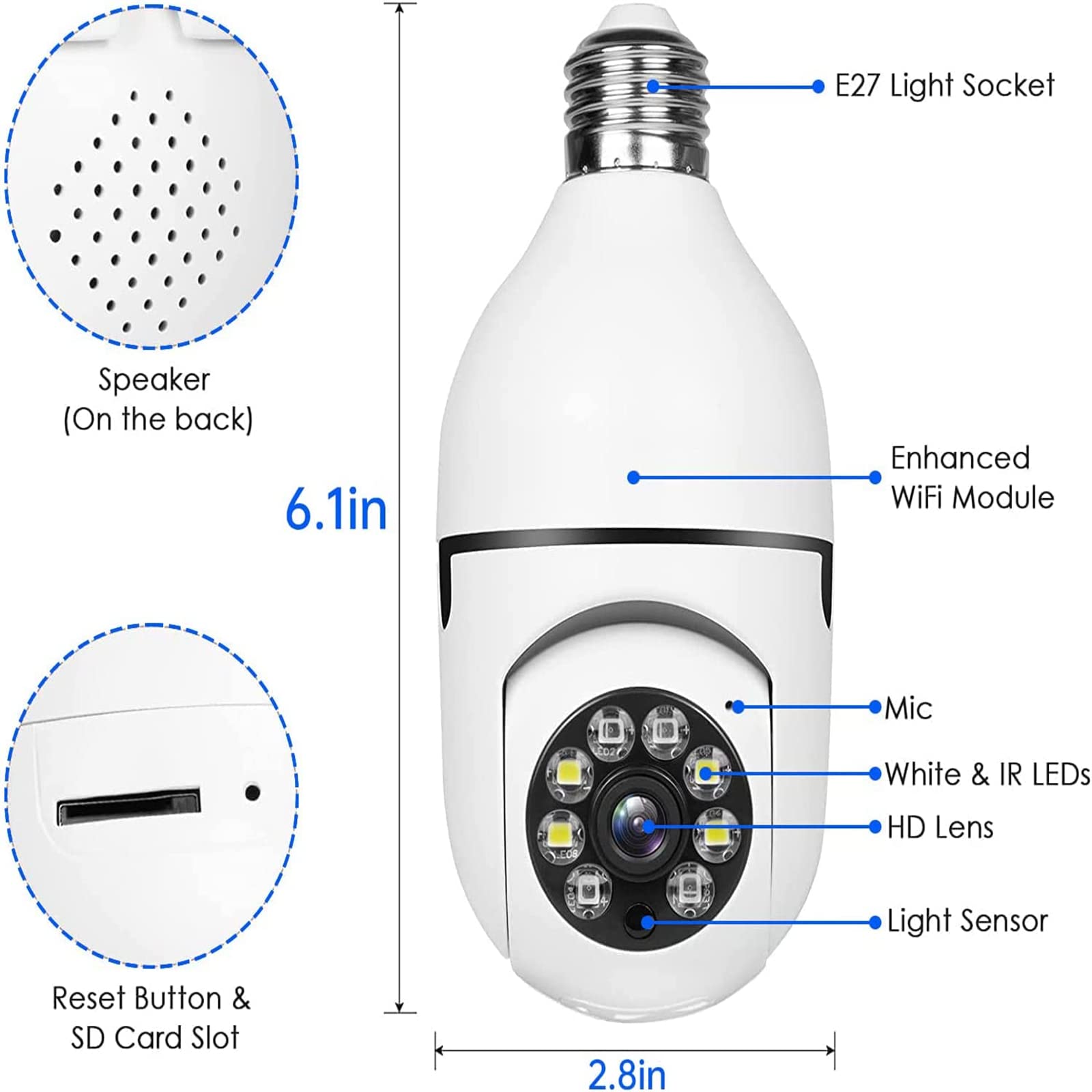 1080P Wireless WiFi Light Security Camera (1-PCS)