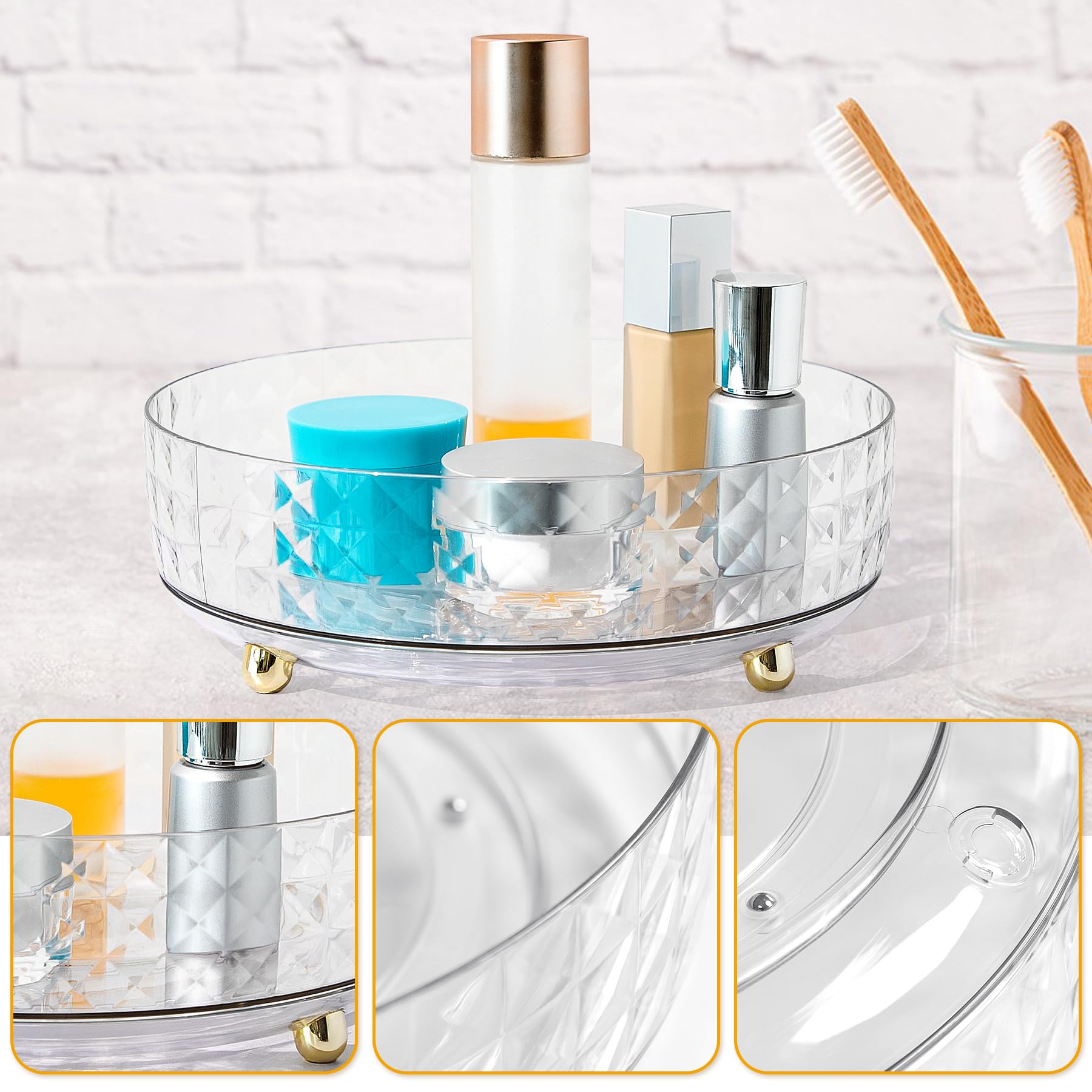 11 Inch Lazy Susan Turntable for Cabinet, Round Rotating Lazy Susan Organizer for Fridge, Pantry, Kitchen Sink, Bathroom, Countertop