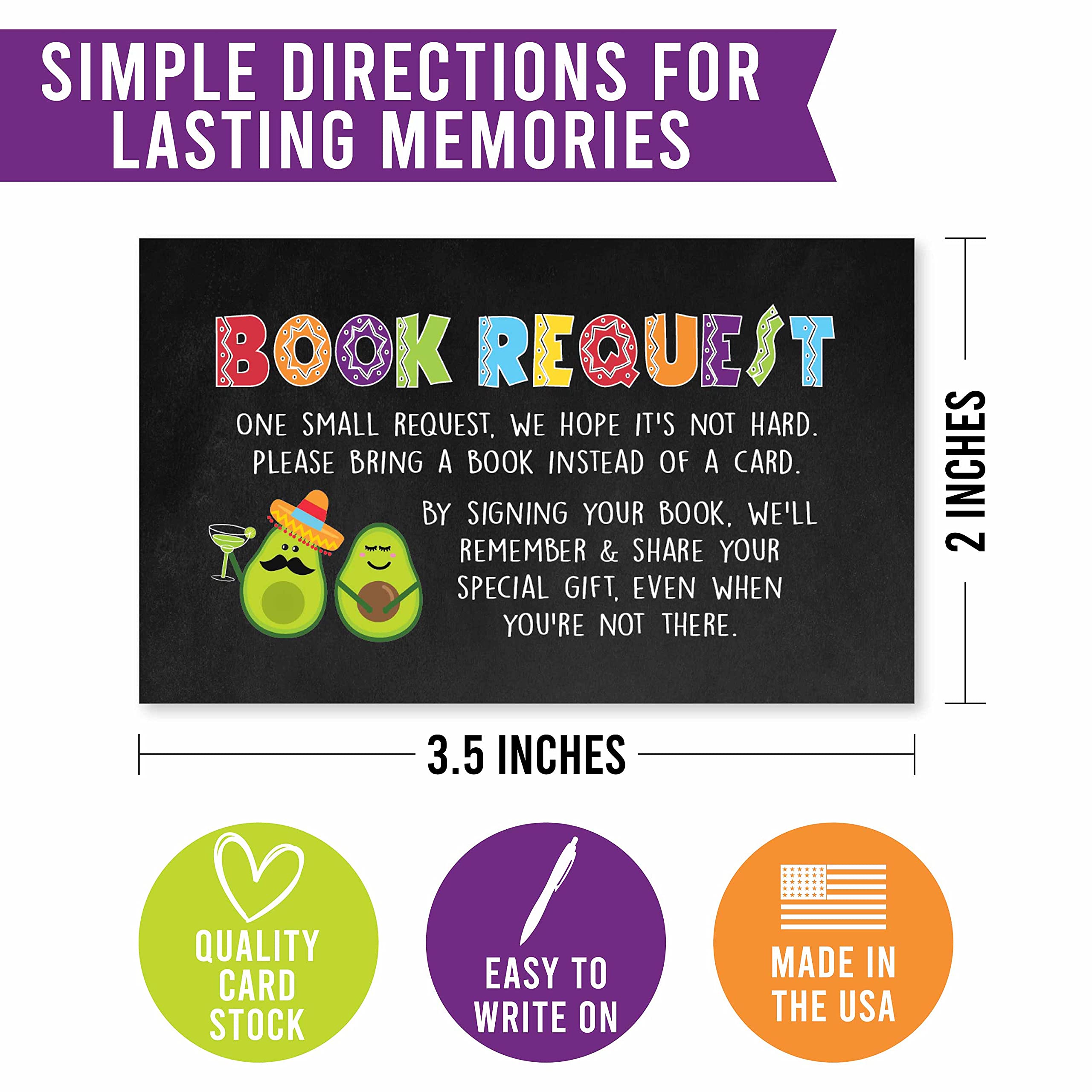25 Books For Baby Shower Request Cards - Fiesta Baby Shower Invitation Inserts, Book Request Baby Shower Guest Book Alternative, Bring A Book Instead Of A Card, Baby Shower Book Request