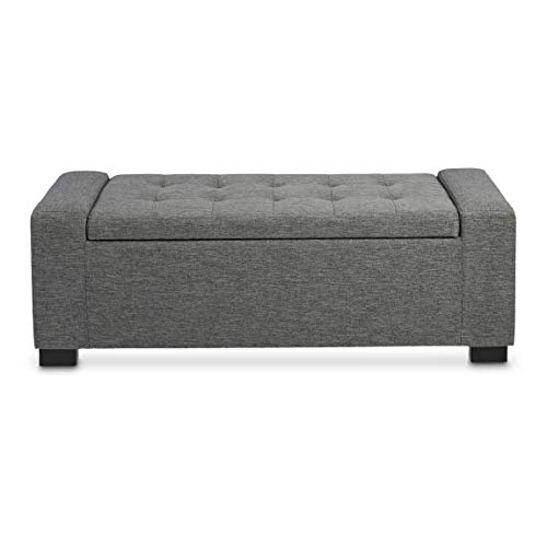 Amazon Basics Rectangular Storage Ottoman Bench with Fabric Upholstery, Large - Anchor Grey
