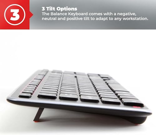 Contour Design Balance Keyboard – Wired, Ergonomic Design - Compact Size, Adjustable Tilt to Support Wrist Strain, Plug & Play PC/Mac