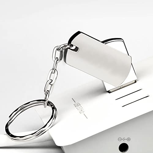 304 Stainless Steel USB 3.0 Flash Drive with Metal Lanyard/Key Chain,20Mb/S High Speed Data Transmission,32GB 64GB 128GB (64GB,Silver)
