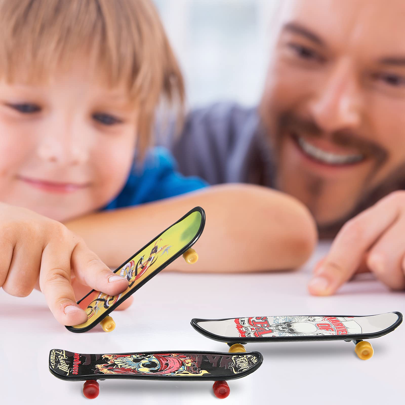 36 Pieces Mini Finger Skateboard Toy Skateboard Finger Boards with Double Sided Pattern Creative Fingertip Movement Novelty Toys Party Favors Decorations Supplies for Teens and Adults (Retro Style)