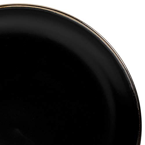 Gibson Home Rockaway Round Stoneware Dinnerware Set, Service for 4 (16pcs), Black/Gold Rim