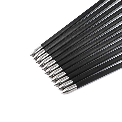 12 Pack Fletched Carbon Arrows ID 4.2mm 31" Shaft Spine 800 Archery Practice Target Hunting Arrow with Replaced Tip 80 Grain Broadheads Arrowhead for Compound Recurve Bow Orange