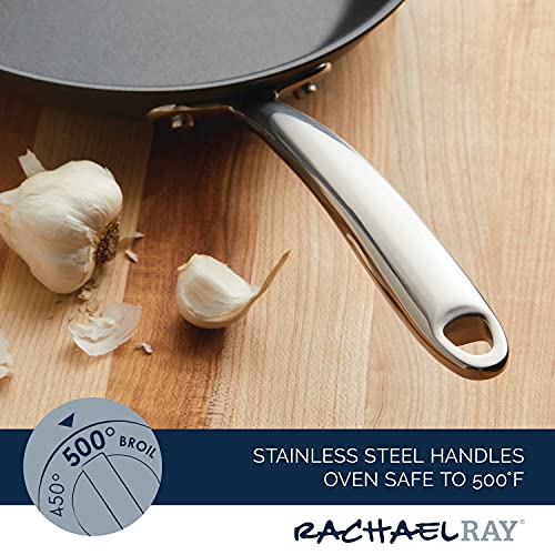 Rachael Ray Professional Stainless Steel/Hard Anodized Nonstick Cookware Pots and Pans Set, 11 Piece, Gray and Silver