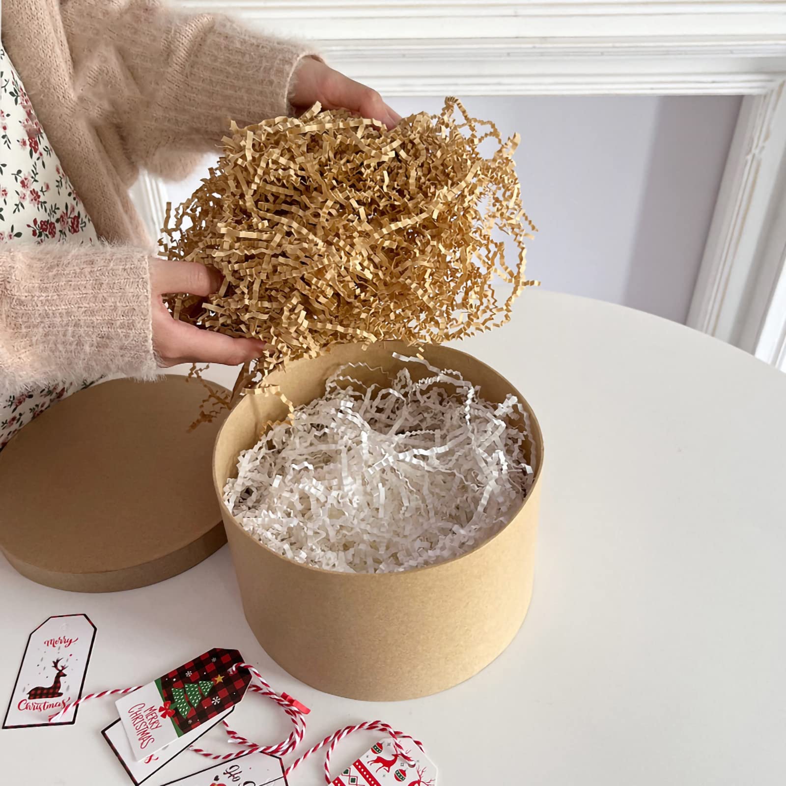 1LB Shred Paper Filler,Raffia Grass Paper Shred for Gift Wrapping Basket and Gift Box Filling,Crinkle Cut Paper for Wrapping